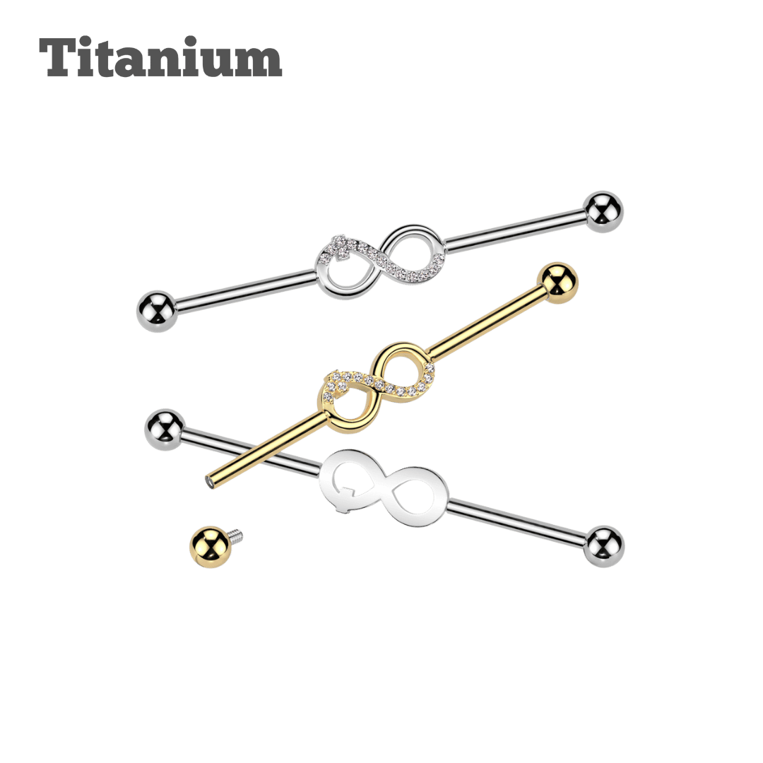 Titanium Studded Infinity Industrial Barbell