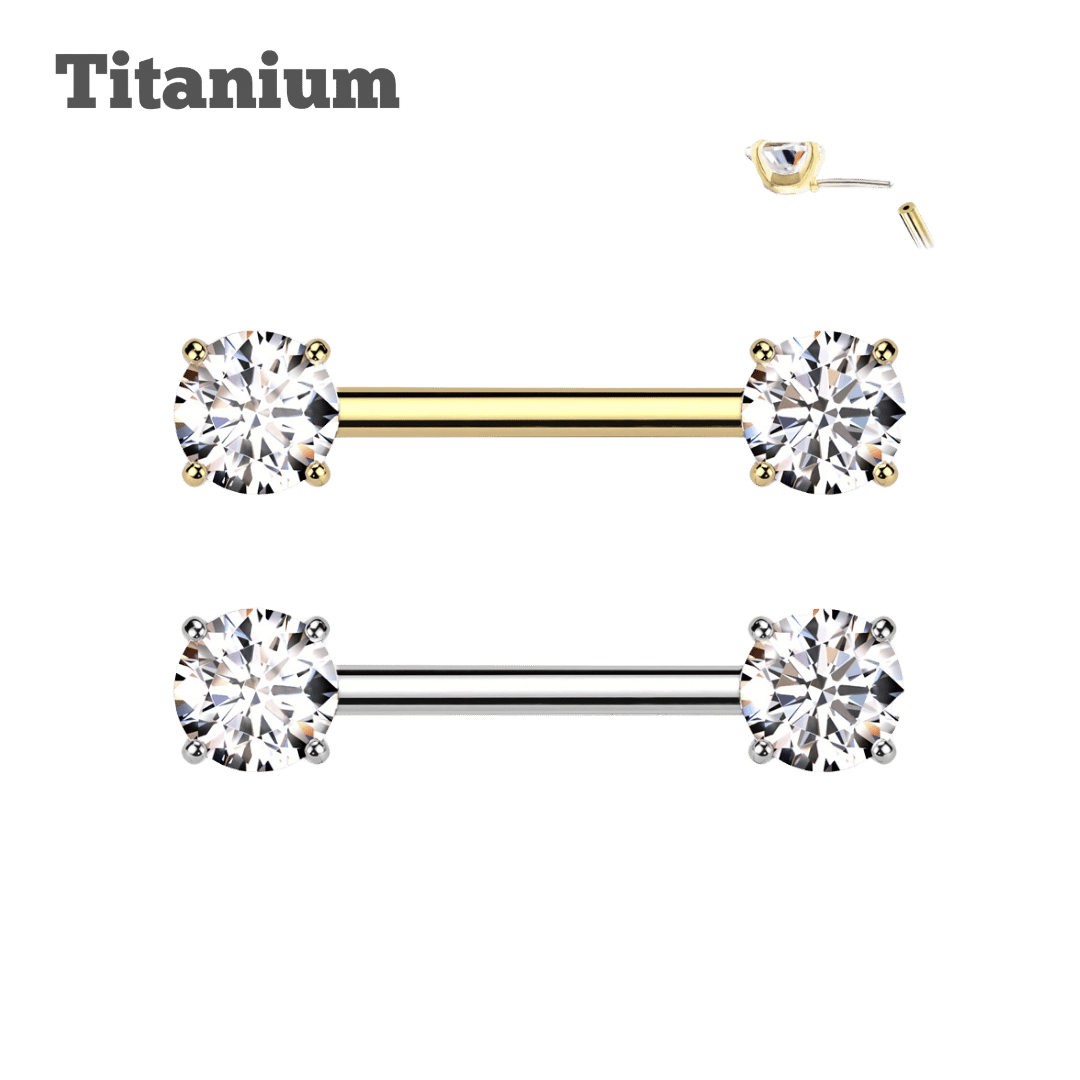 Titanium Threadless Solitaire Straight Barbell