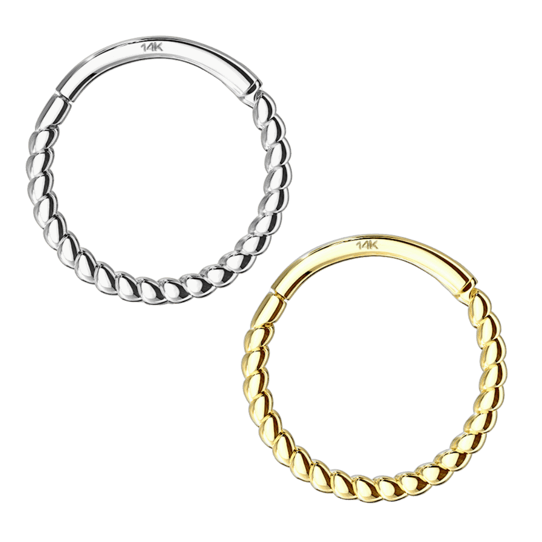 14k Gold Twisted Hinged Hoop
