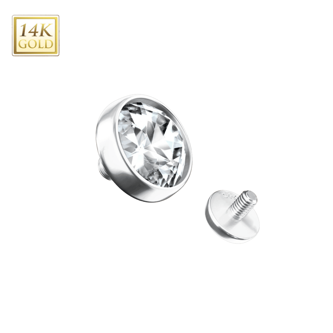 14k Gold Bezeled Gem Dermal Top