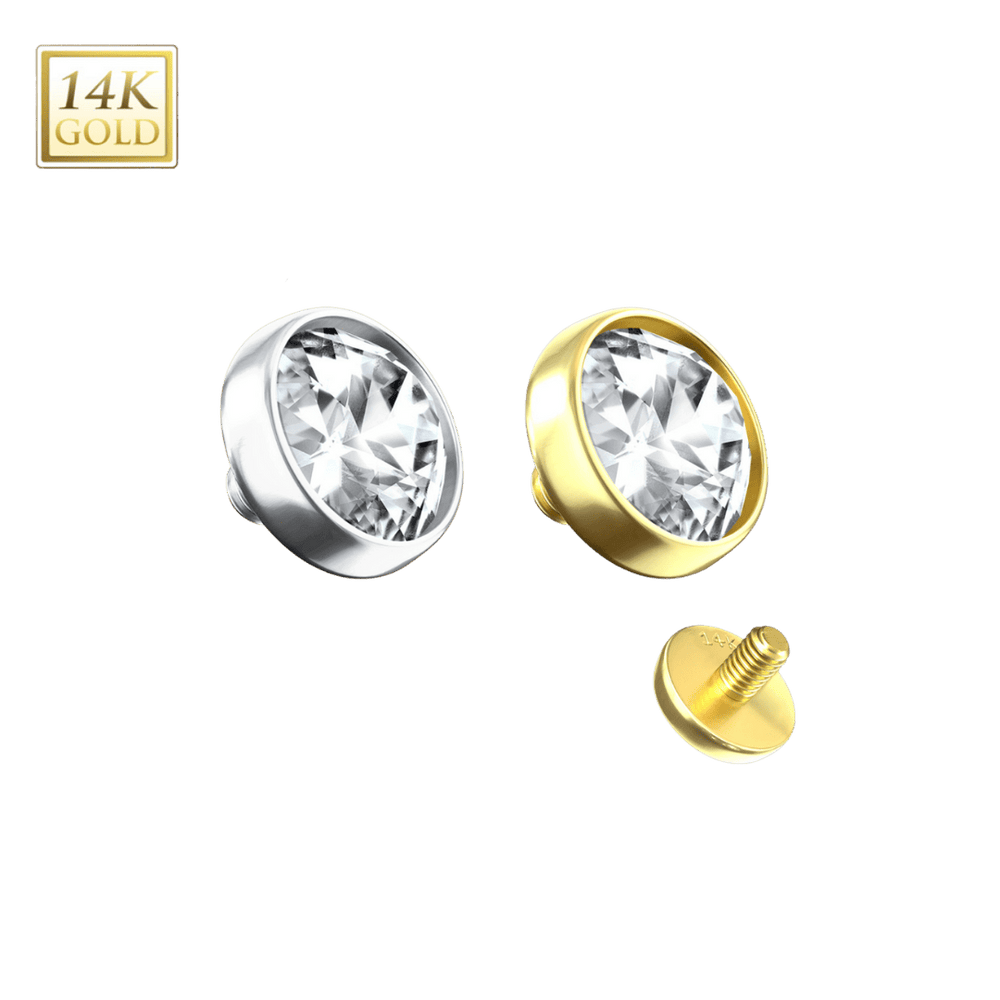 14k Gold Bezeled Gem Dermal Top