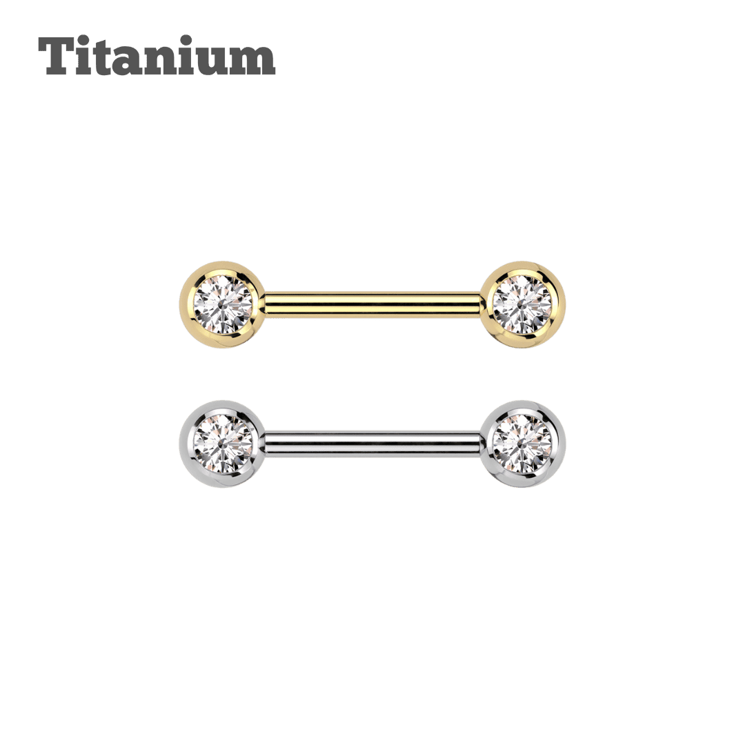 Titanium Bejeweled Threaded Straight Barbell