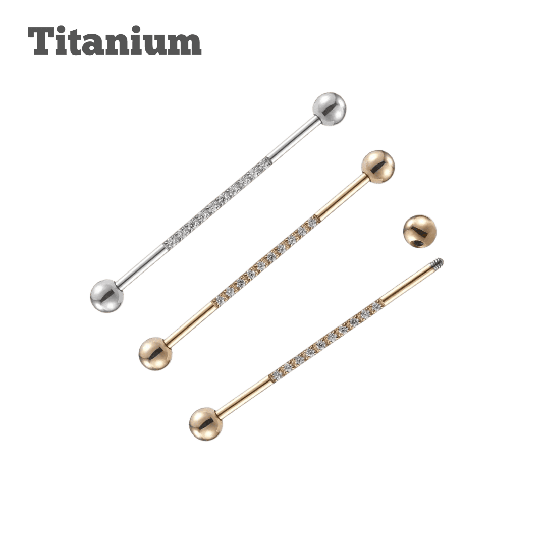 Titanium Gem Studded Industrial Barbell