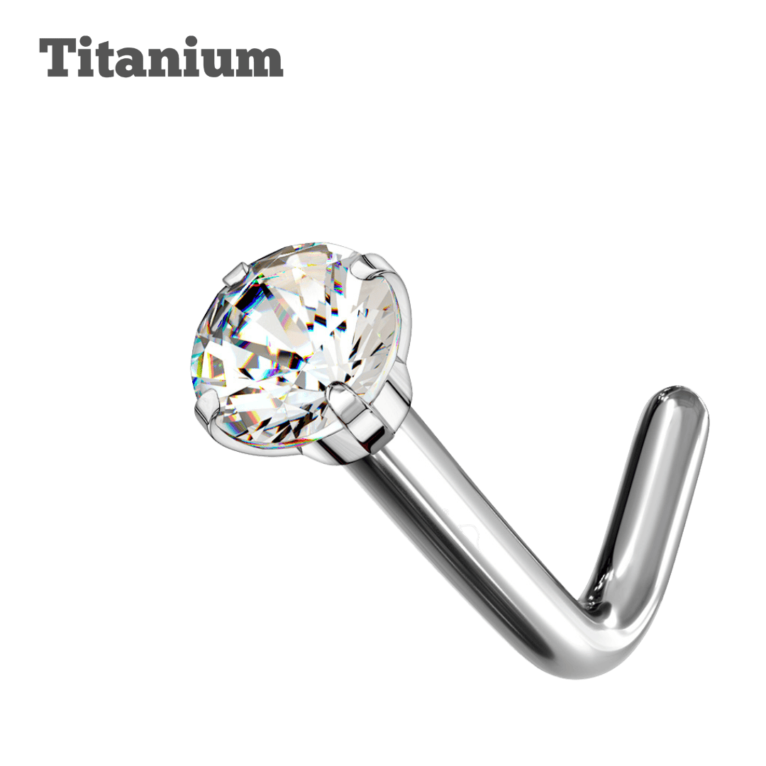 Titanium Round Gem Nose Stud