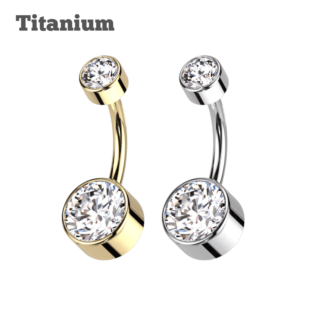 Titanium Thick Bezeled Threaded Belly Barbell