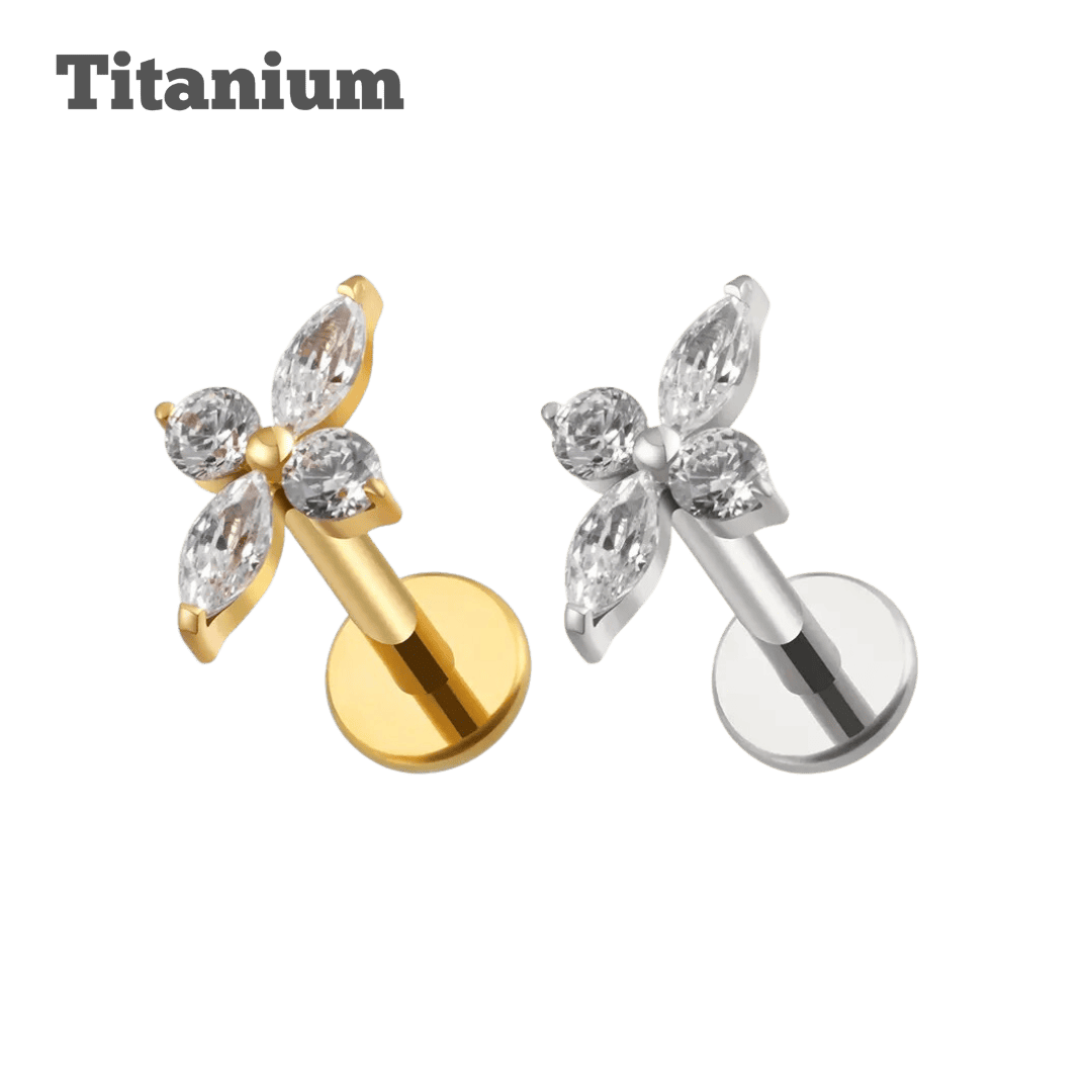 Titanium Trillium Flower Labret