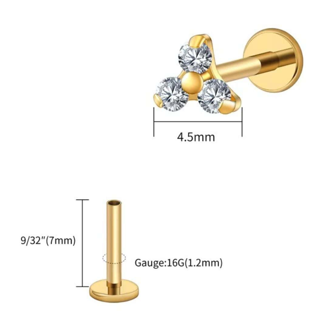 Titanium Tiny Trinity Threaded Labret